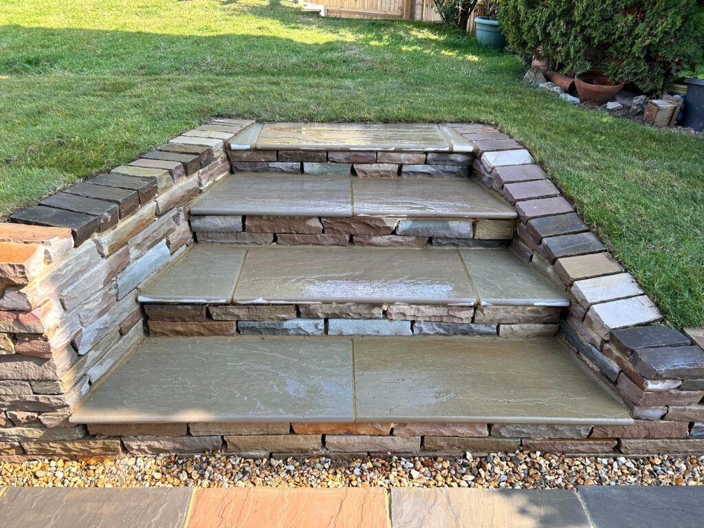 RAJ BLEND Indian Sandstone bullnose treads/coping stones £30.00 each ...